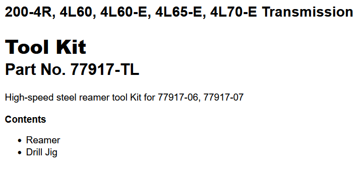 Sonnax 77917-TL Transmission Tool Kit F/77917-06 & 07, GM 200-4R 700R4 ...