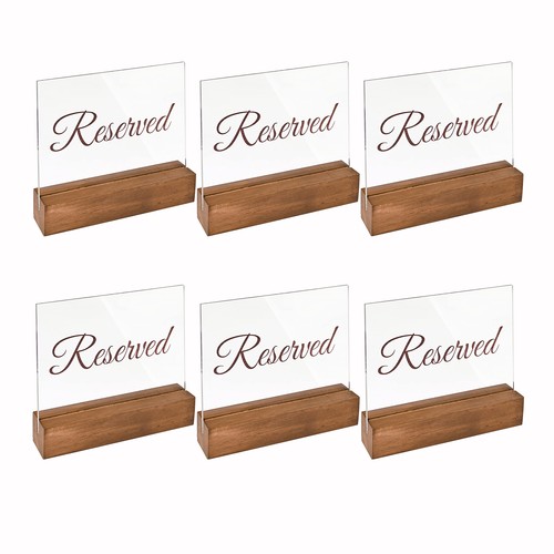 Reserved Table Signs, 6-Pack Acrylic Reserved Signs for Weddings with ...