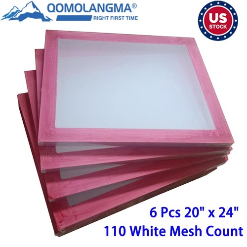 6Pcs 20" x 24" Aluminum Screen Printing Screens Frame With 110 White ...