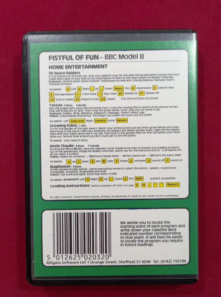 BBC B Micro Cassette Games: 3D Space Raider,Tarzan,Bug Blaster,Growing ...