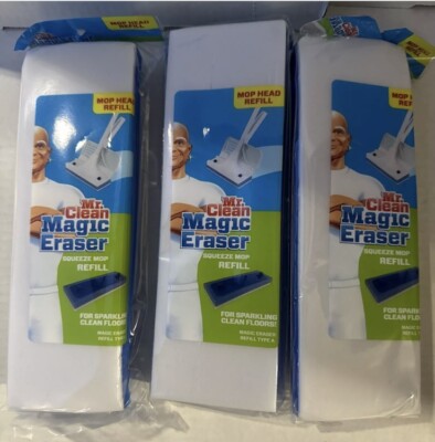 Lot of 3 Mr. Clean Magic Eraser Squeeze Mop Head Refill Type A NEW | eBay