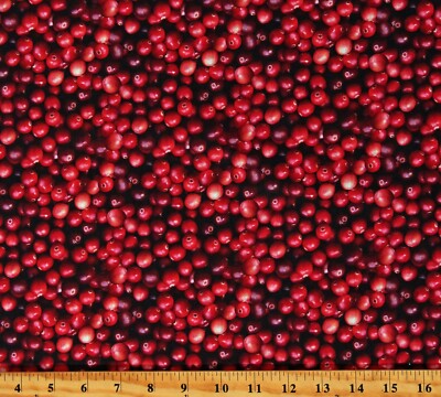 Cotton Christmas Cranberries Food Fruit Red Fabric Print by Yard D406 ...