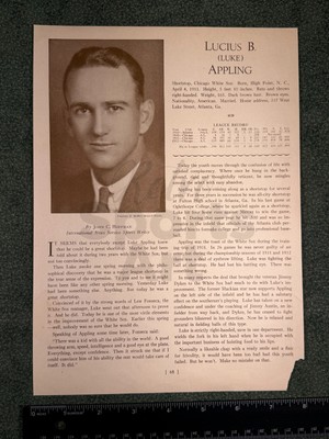 Luke Appling Who's Who in Baseball 1933 Profile Page Vintage Photo 8x10 ...