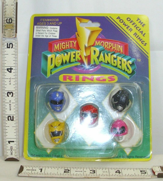 1993 Saban Mighty Morphin Power Rangers Rings Unpunched for sale online ...
