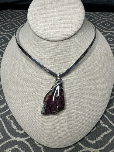 Ed Levin Hammered Sterling Torque Necklace Plus Bonus Stone Pendant | eBay