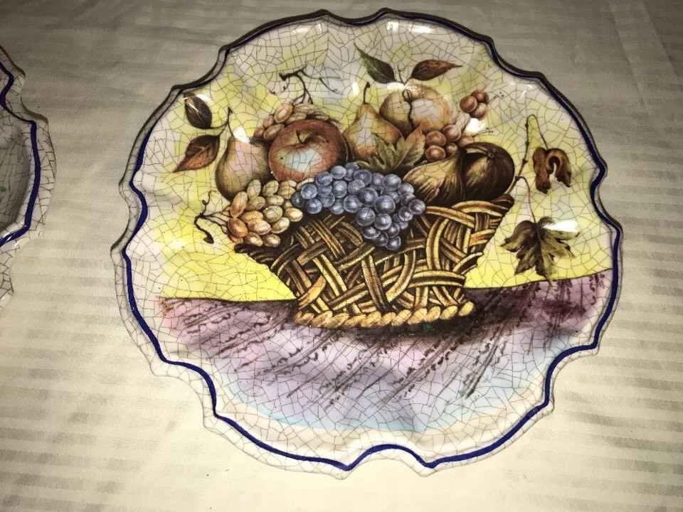 2 Vintage Lami Italy Fruit Plates Plastic Multi- Color Wall Decor 7.25 ...