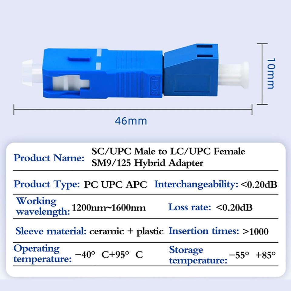 1-Mode SC Male to LC Female Hybrid Optical Fiber Adapter for Optical ...