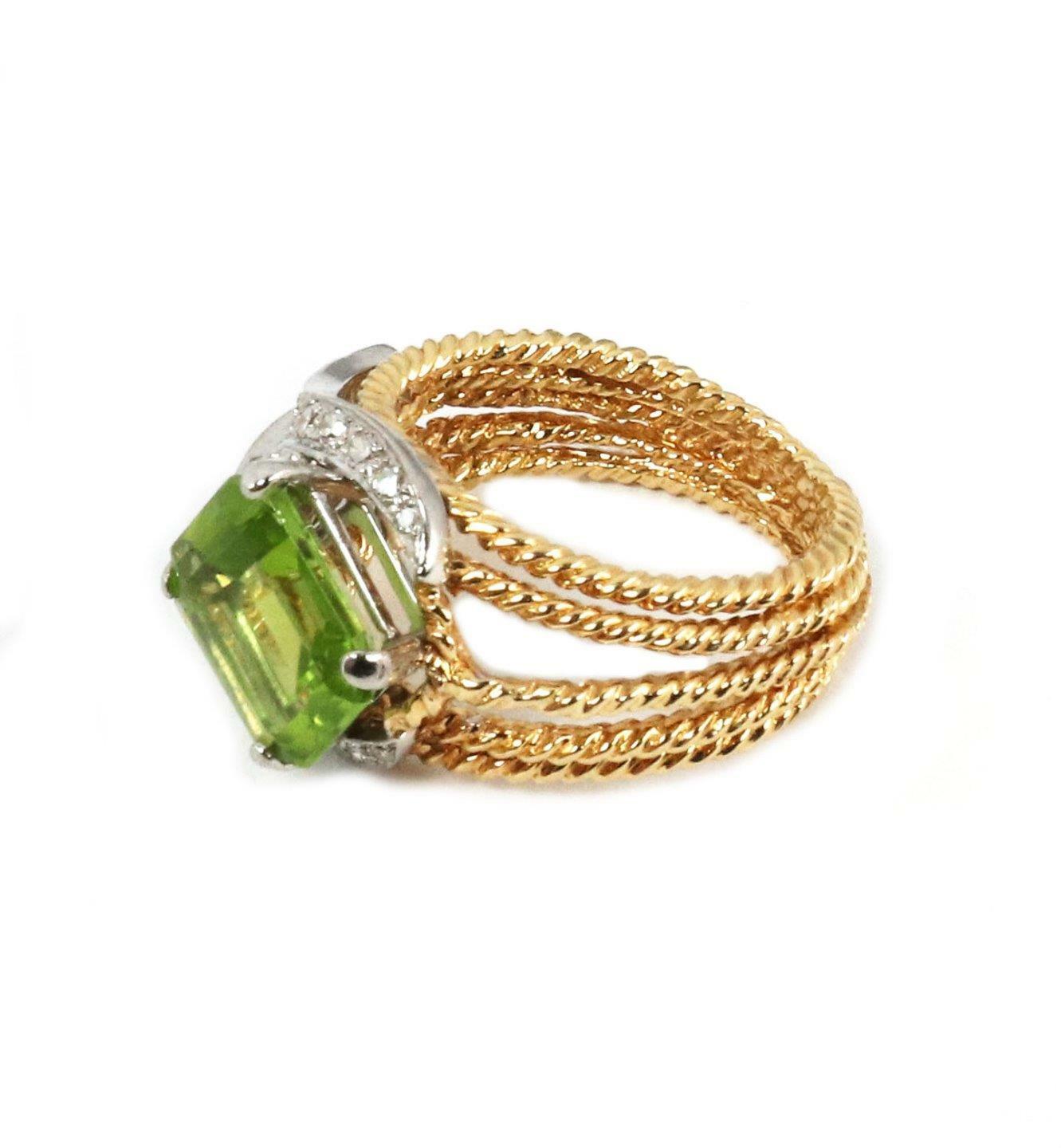 Hammerman Brothers 2.85ct Diamond Peridot 18k Two Tone Gold Ring Size 6 | eBay