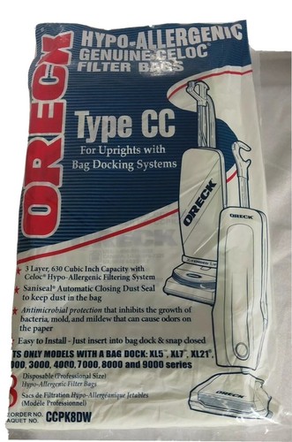 ORECK Type CC Upright Vacuum hypo-allergenic genuine Celoc bags CCPK8DW ...