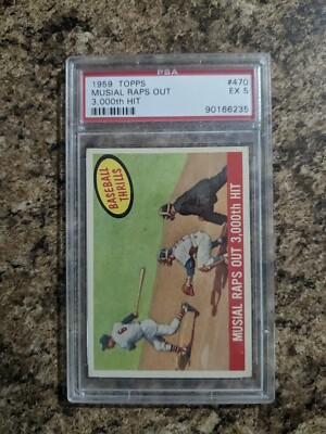 1959 TOPPS BASEBALL MUSIAL RAPS OUT 3,000TH HIT #470 PSA 5 SET-BREAK | eBay