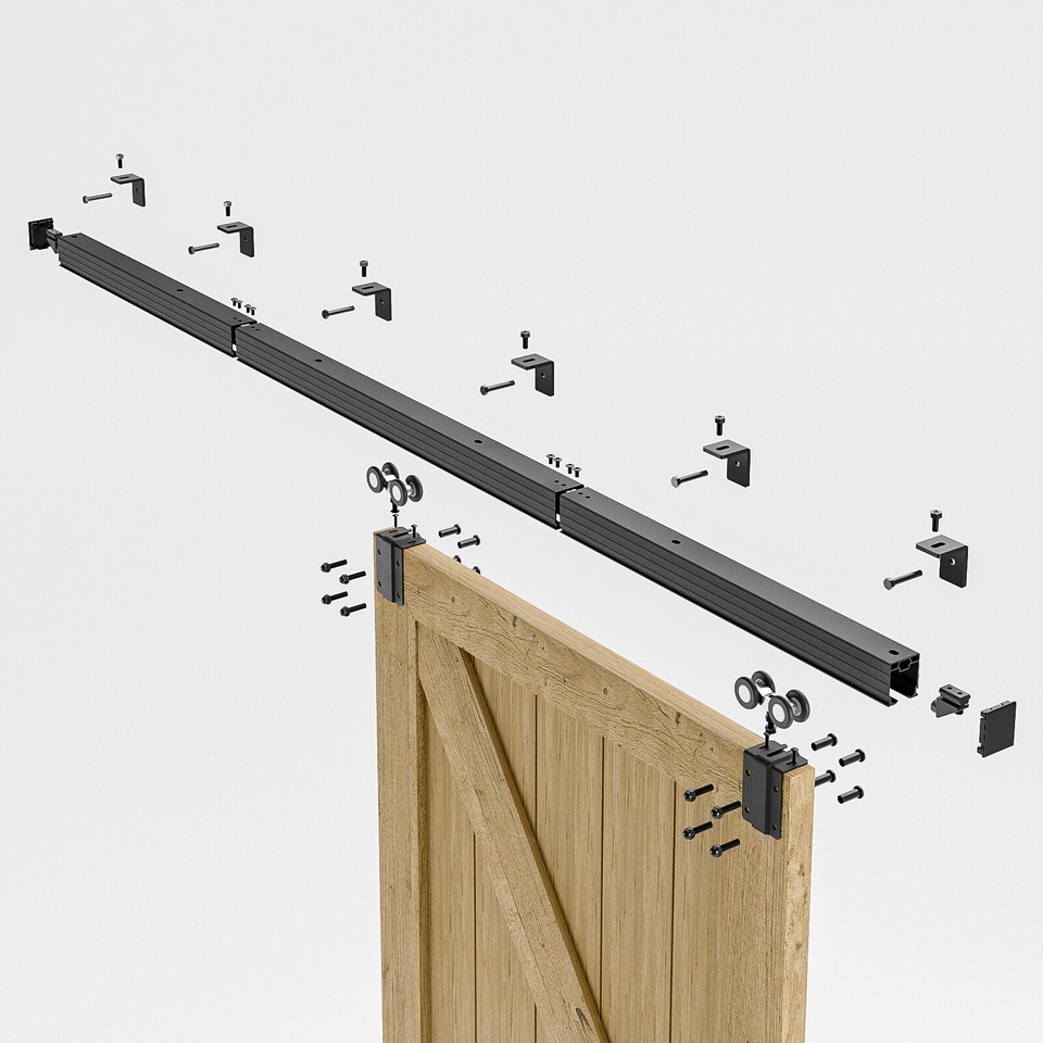 Box Rail Hardware Sliding Barn Door Track Aluminium Alloy Wall Mount ...