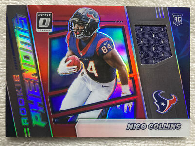 Nico Collins 2021 Optic Rookie Phenoms Red Prizm Patch Color Match ...