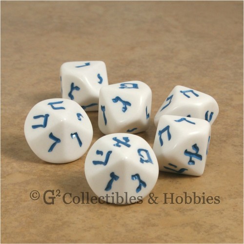 NEW 6 Hebrew Numbers D10 Dice Set D&D RPG Game 10 Sided Language Large ...