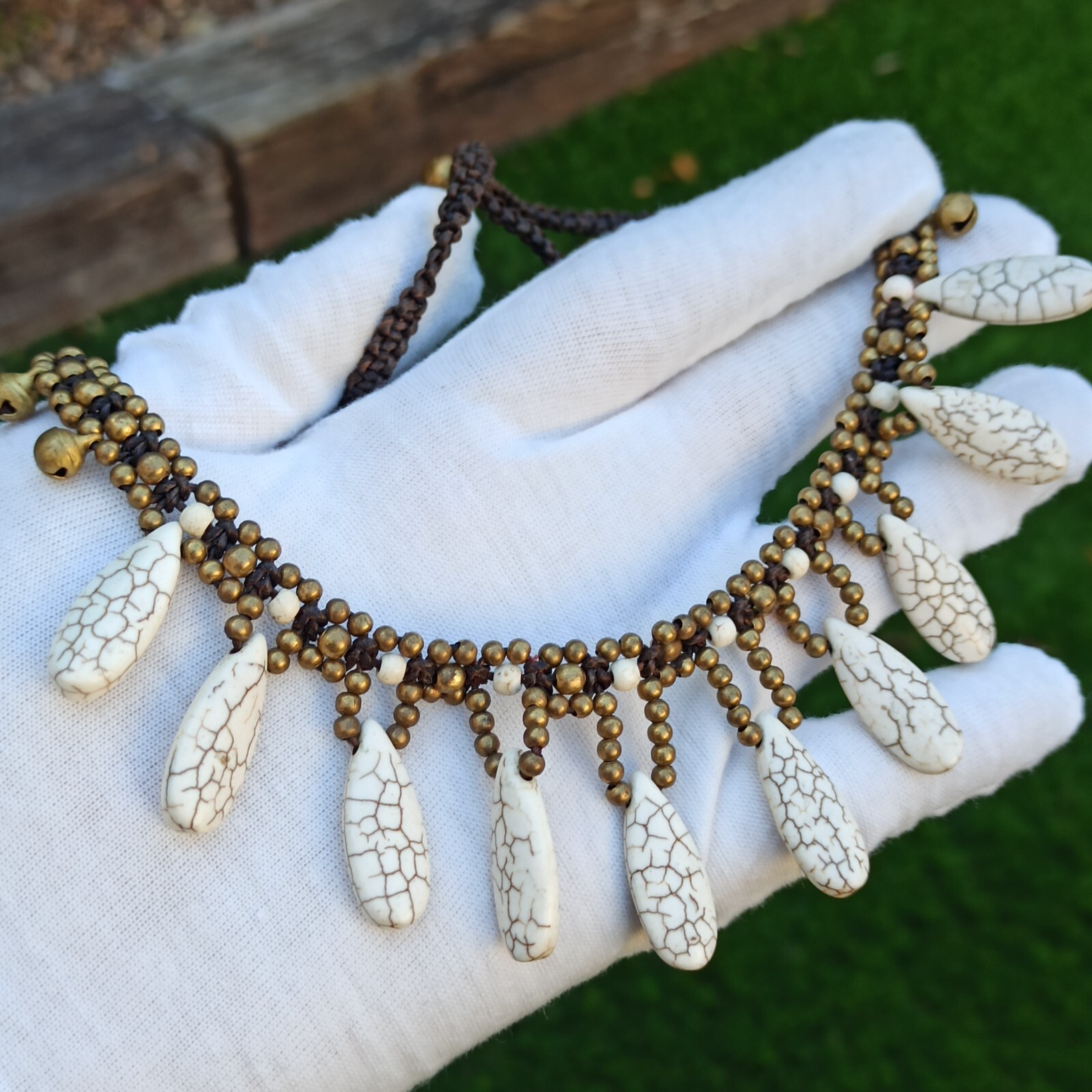 Chandelier Bohemian Necklace Bib Trible White Natural Sodalite ...