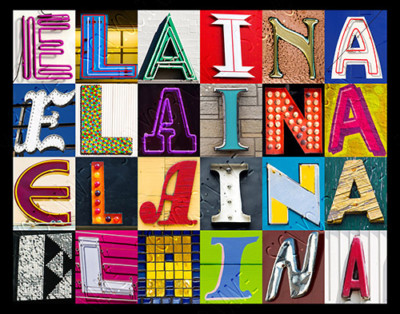 ELAINA Name Poster featuring photos of actual sign letters | eBay
