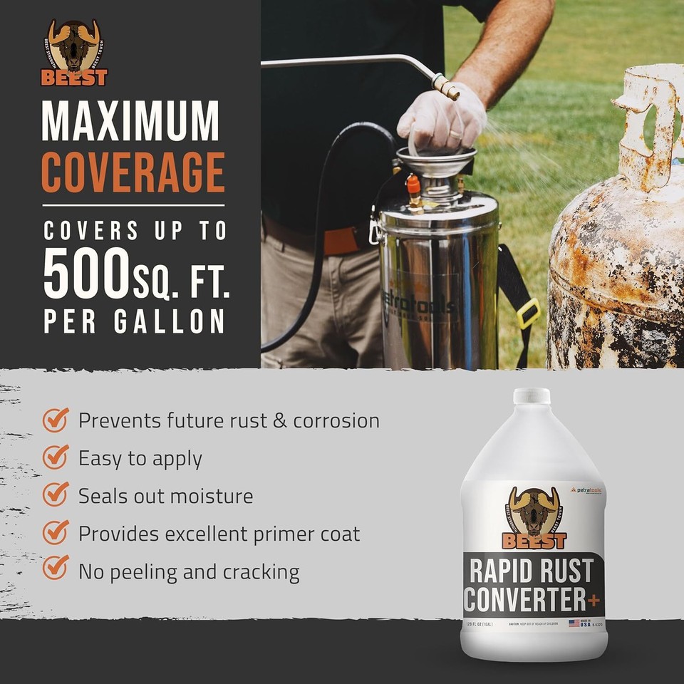 Rapid Rust Converter for Metal, Professional Grade Rust Inhibitor ...