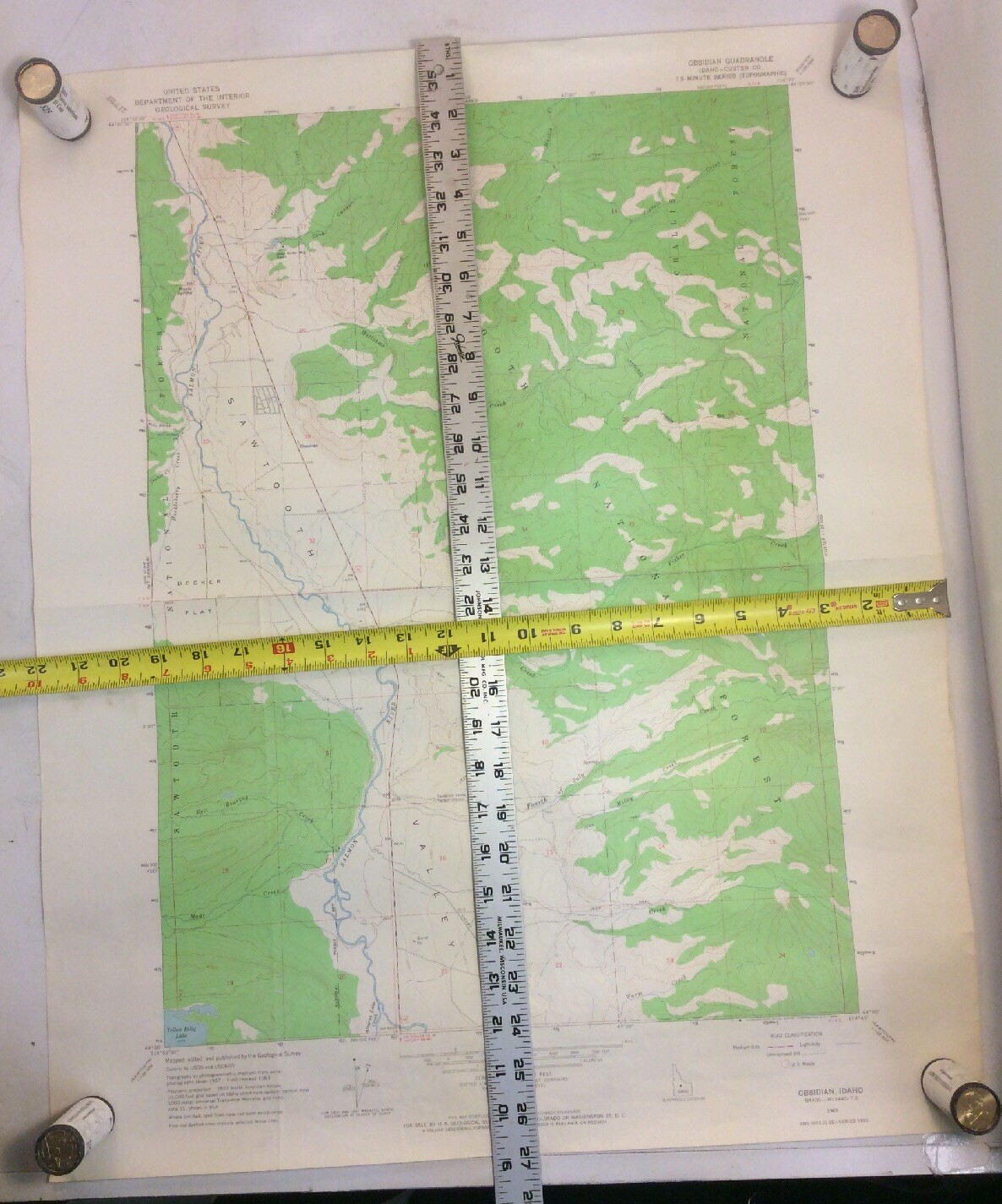 Obsidian Idaho 1963 Quadrangle Topographical Map 27”x22 ...