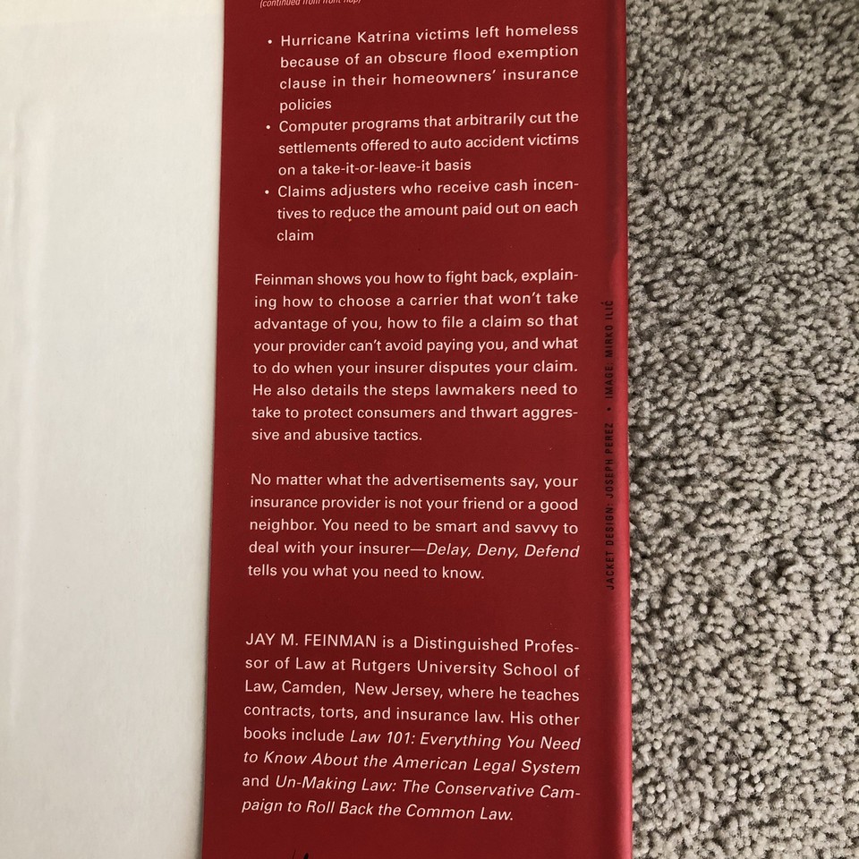 Delay Deny Defend by Jay Feinman Book HARDCOVER CEO Brian Thompson ...