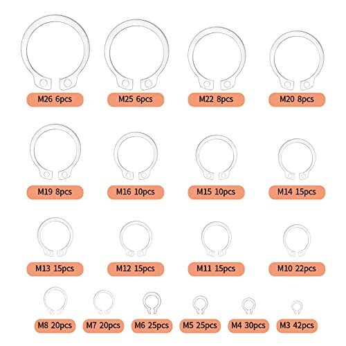 300 Pcs Retaining Ring Set Internal Snap Rings Kits Stainless Steel ...