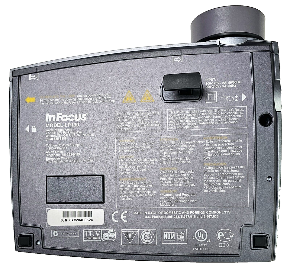inFocus LP130 Home Theater Projector Lamp With Case No Cords UNTESTED ...