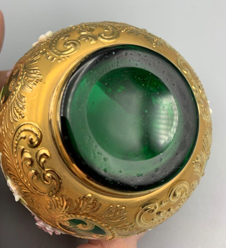ART GLASS VASE BOWL BOHEMIAN MURANO MOSER CZECH ENAMELED GOLD GILT TRE ...