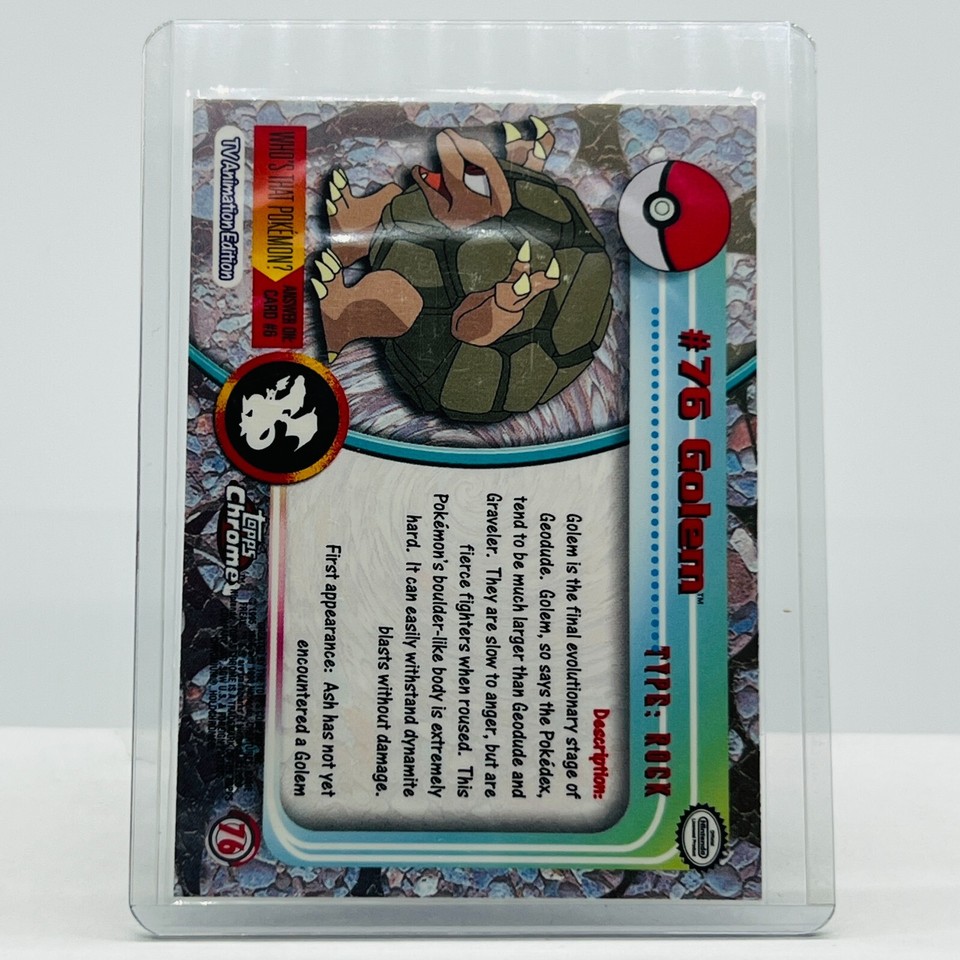 Pokémon Golem #76 Pokemon 2000 Topps TV Animation Chrome Series 1 Holo ...