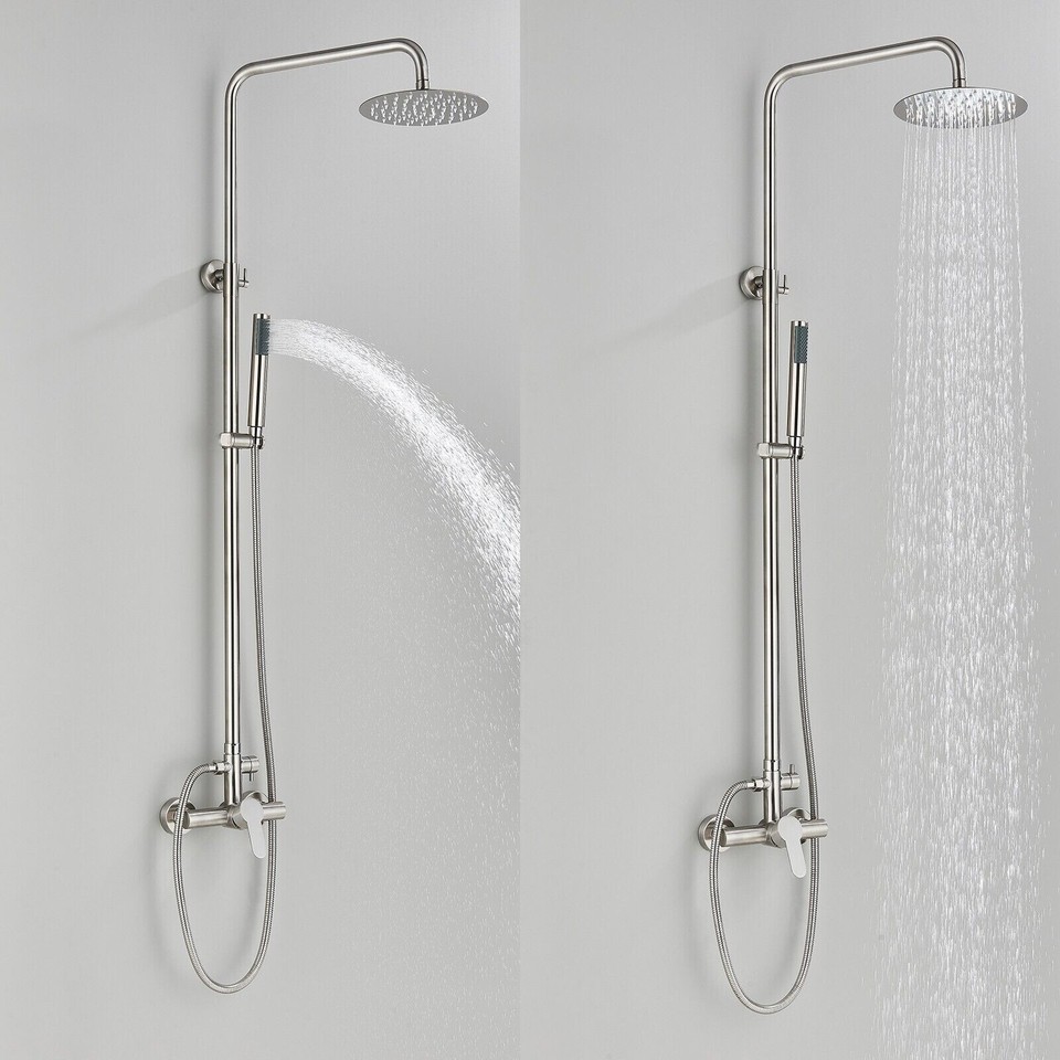 Shower System Set Brushed Nickel Shower Head Combo Kit Rain Shower ...