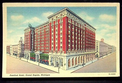 Vintage Pantlind Hotel Postcard - Grand Rapids MI Shaw News C.T. Art ...