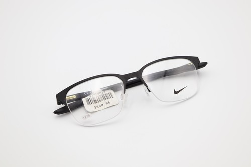 Nike Eyeglasses Frame 8049-002 Mens Black Plastic Rectangular Half Rim ...