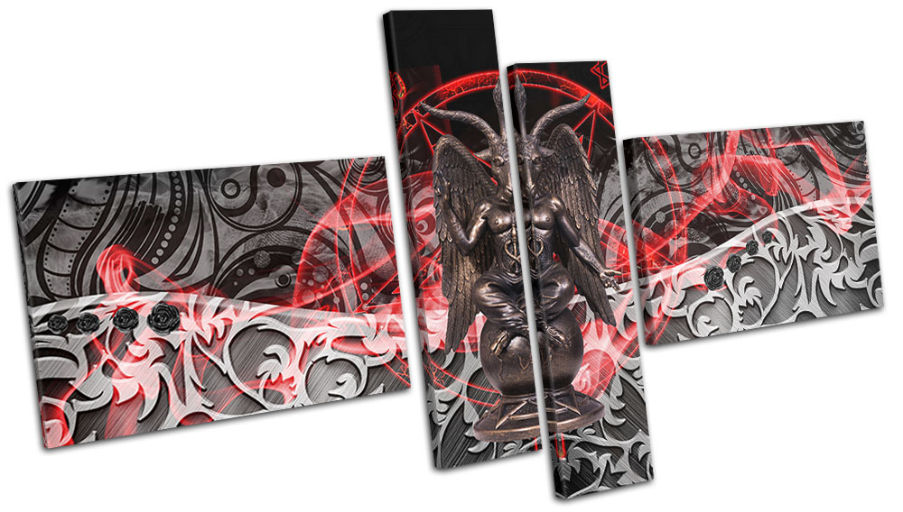 Satanic Pentagram Abstract Religion MULTI CANVAS WALL ART Picture Print ...