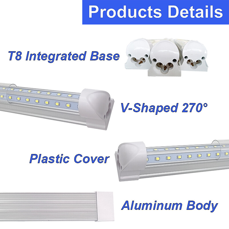 5 Foot Led Shop Light V Shape Clear Cover 5' Led Lights 48W 6500K V2 ...