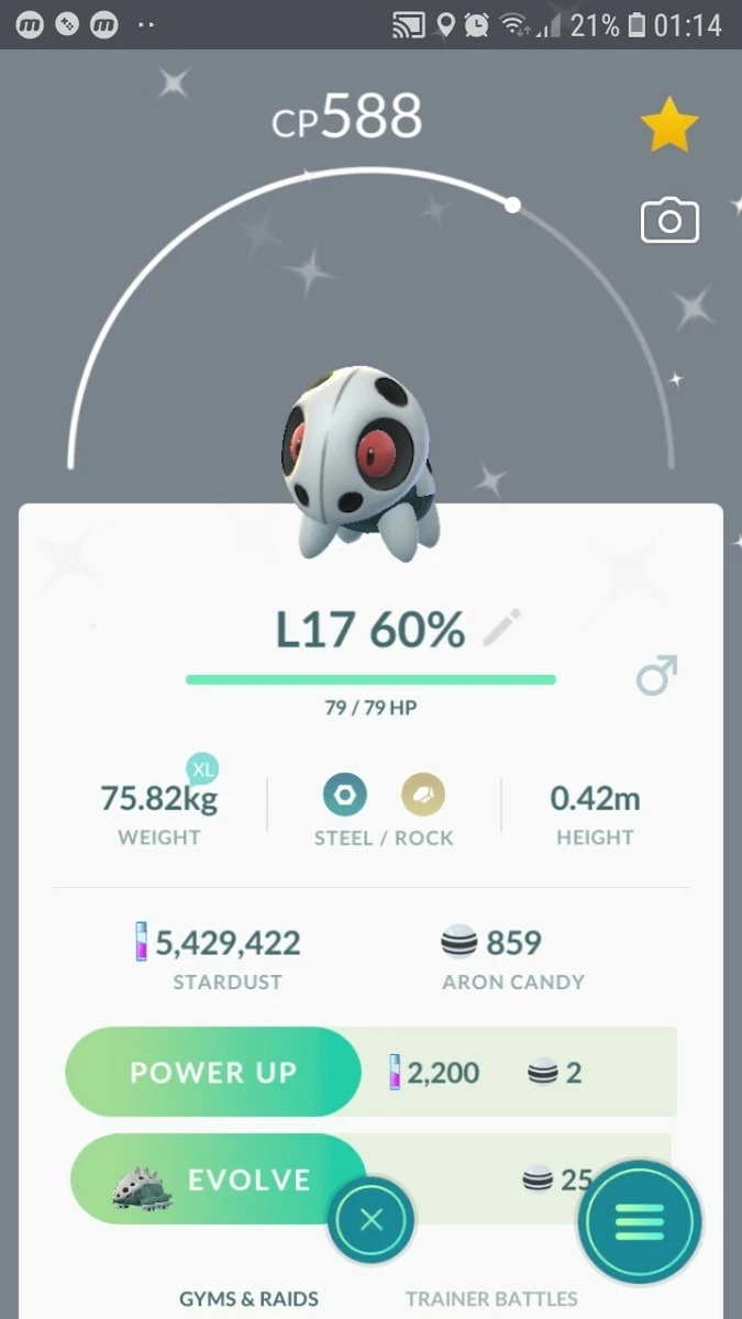 Shiny Aron Pokemon