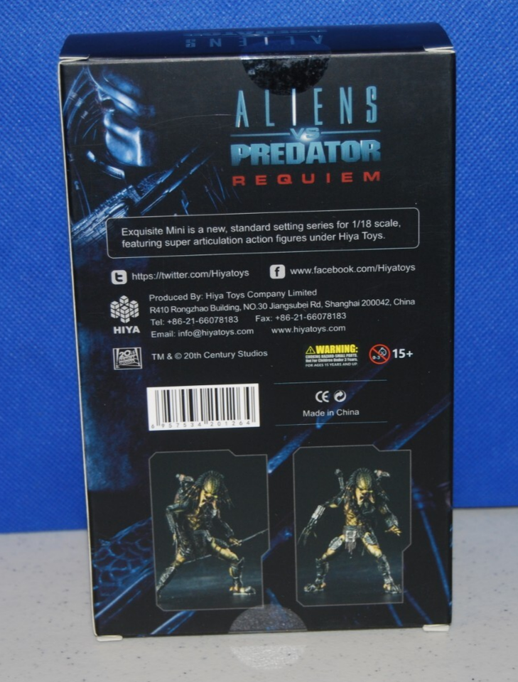 Hiya Toys Alien vs Predator Requiem Unmasked Wolf Predator 1:18 Action ...