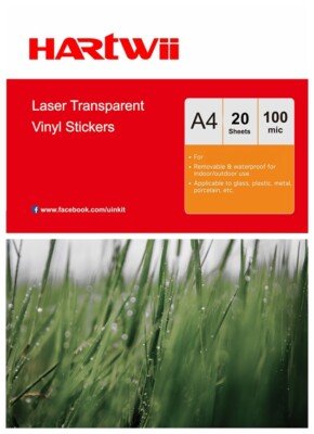 A4 Laser Print Clear Transparent Vinyl Waterproof Sticker Film 20Sheeet ...