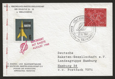 1960 GERMANY DRG rocket mail cover - EZ 19C1 | eBay