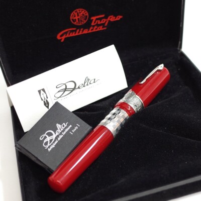 [Delta] Fountain Pen Alfa Romeo Silver 925 Nib 750 18KT Red x Silver ...