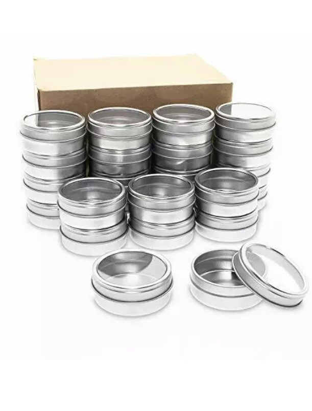 24 Tins 3 Oz Shallow Round Tins With Clear Windows And Snap-on Lids ...