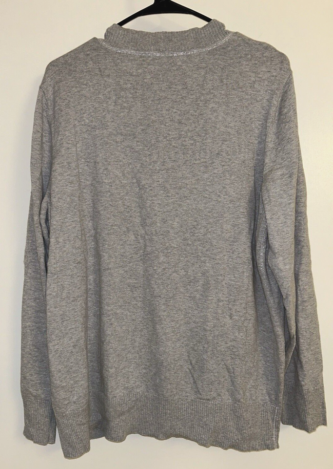 Zenergy by Chicos size 2 (Medium) V-neck Sequin Insert Front Pocket ...