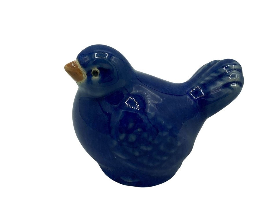 Blue Ceramic Bird Figurine Decorative Accent Piece Handcrafted For Home ...