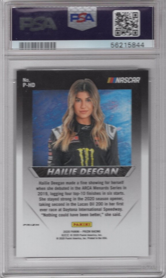 HAILIE DEEGAN 2020 PANINI PRIZM PROFILES NASCAR RACING ROOKIE RC PSA 10 ...