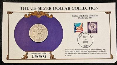 1886 O Morgan Silver Dollar US Postal Commemorative Stamp Set Rare 3 ...