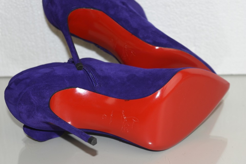 $1395 NEW Christian Louboutin MRS Baba 100 Ankle Boots Purple Suede ...