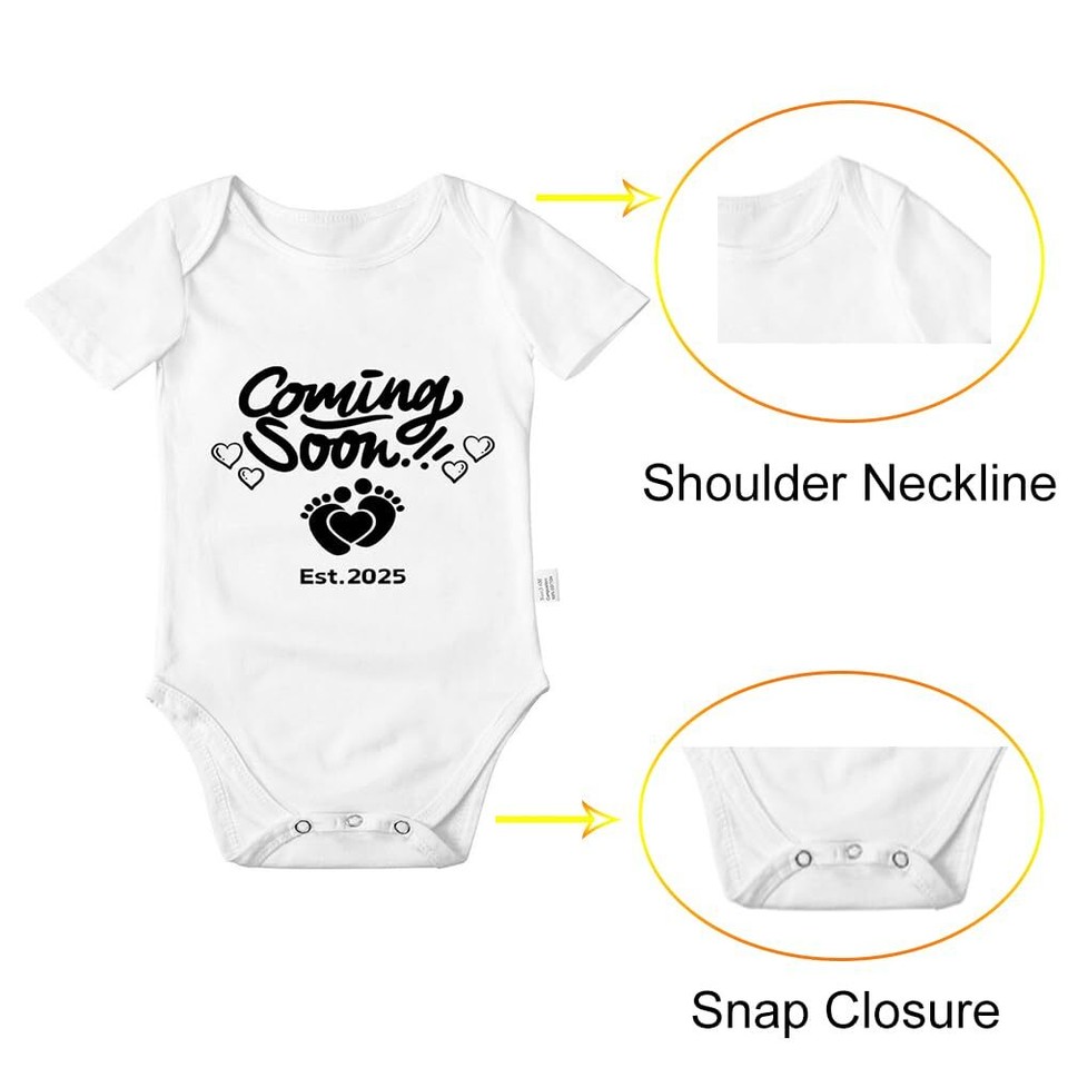 Cute Coming Soon Est.2025 Bodysuits Pregnancy Announcement Outfits Baby ...