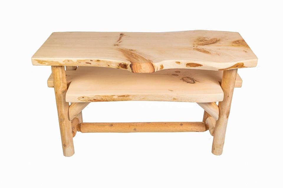 Southern Rustic Logwerks Log Console Table with Shelf Live Edge | eBay