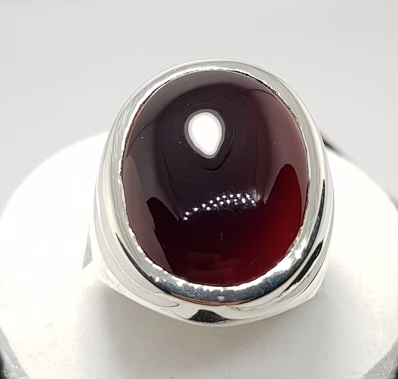 Real Yemeni Aqeeq Ring Kabadi Black Dark Deep Blood Red Aqeeq Ring Akik ...