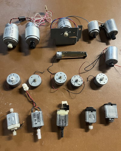Lot of 17 Small Hobby DC Motors, varying voltages, small stepper motors ...