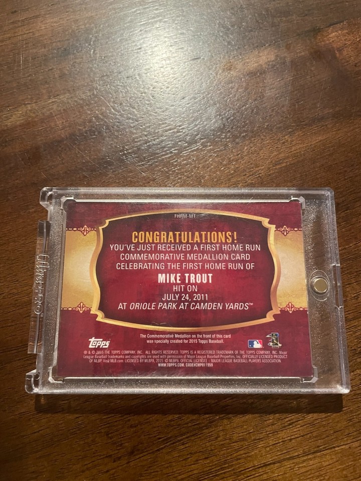 2015 Topps - First Home Run Medallions #FHRM-MT Mike Trout | eBay