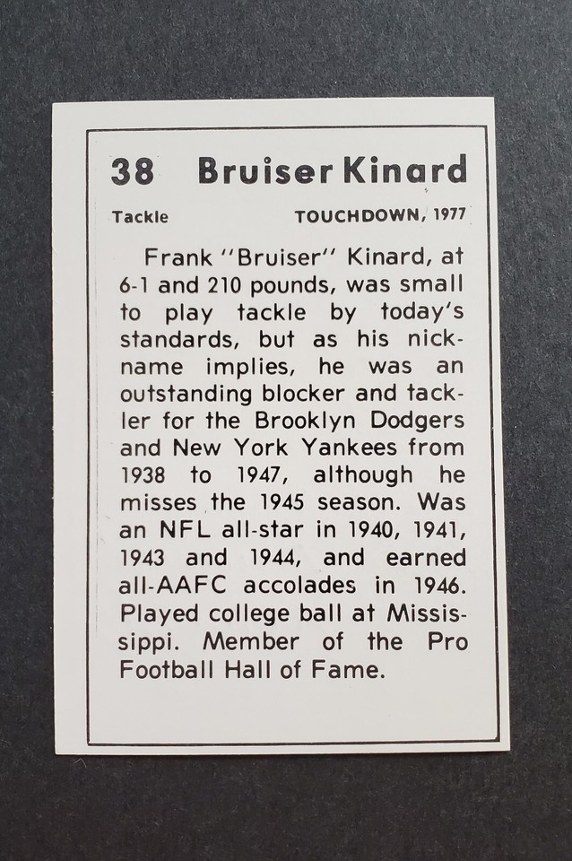 RARE SIGNED 1977 Touchdown Frank Bruiser Kinard - AUTOGRAPHED - Ole ...
