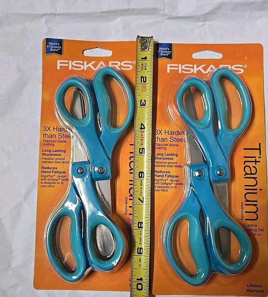 2 NEW Fiskars Titanium Coated Scissors 2-pack 8" Fabric & Crafts ...