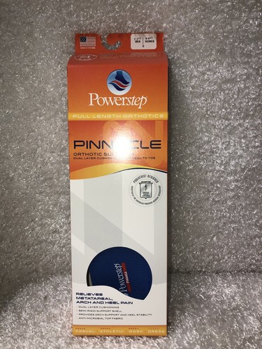 Powerstep Pinnacle Shoe Insole Arch Support Full Length Orthotic Dual ...
